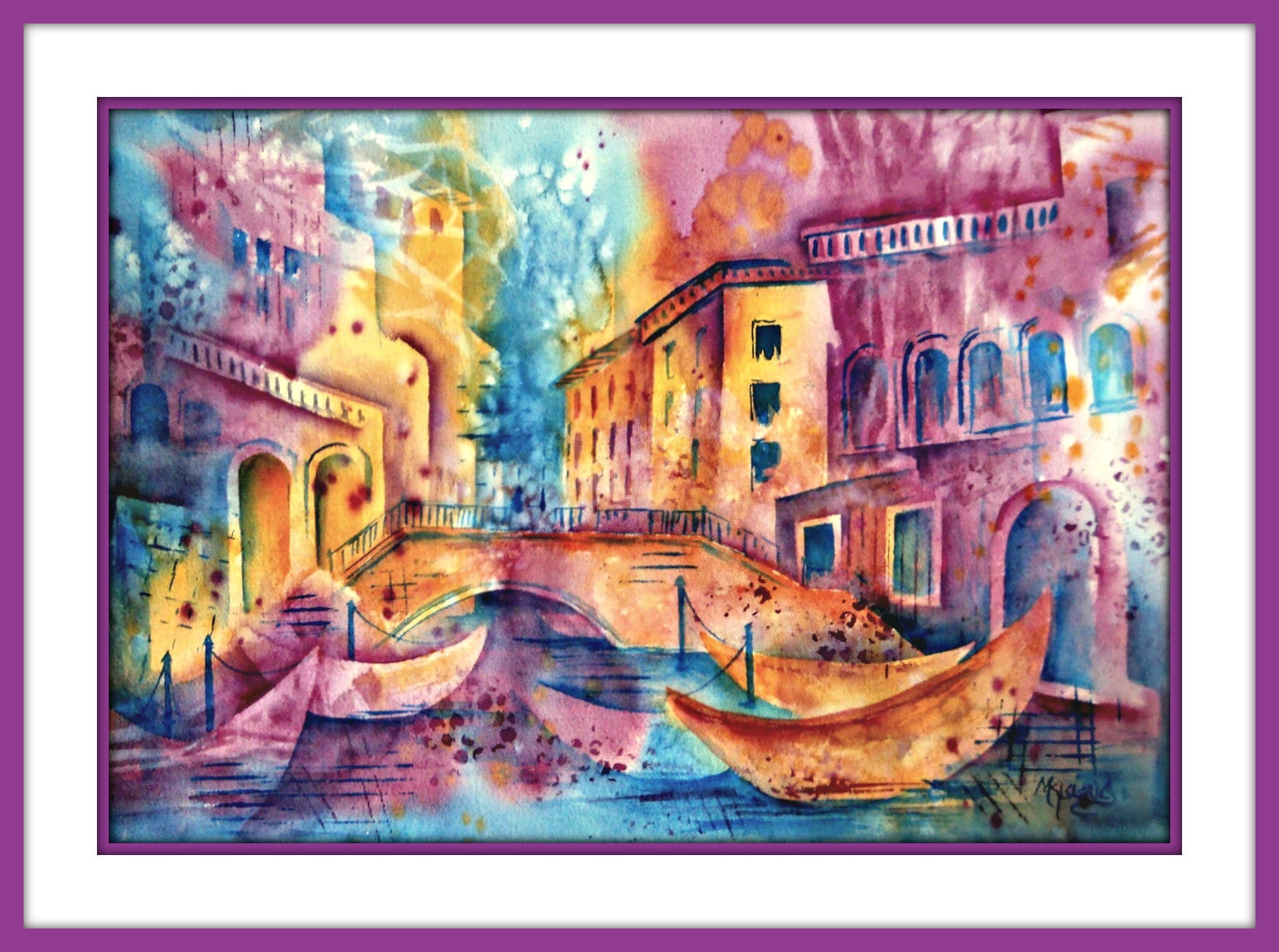 Venice Watercolor, Venice Canals,abstract Watercolor,venice Italy, Bold ...