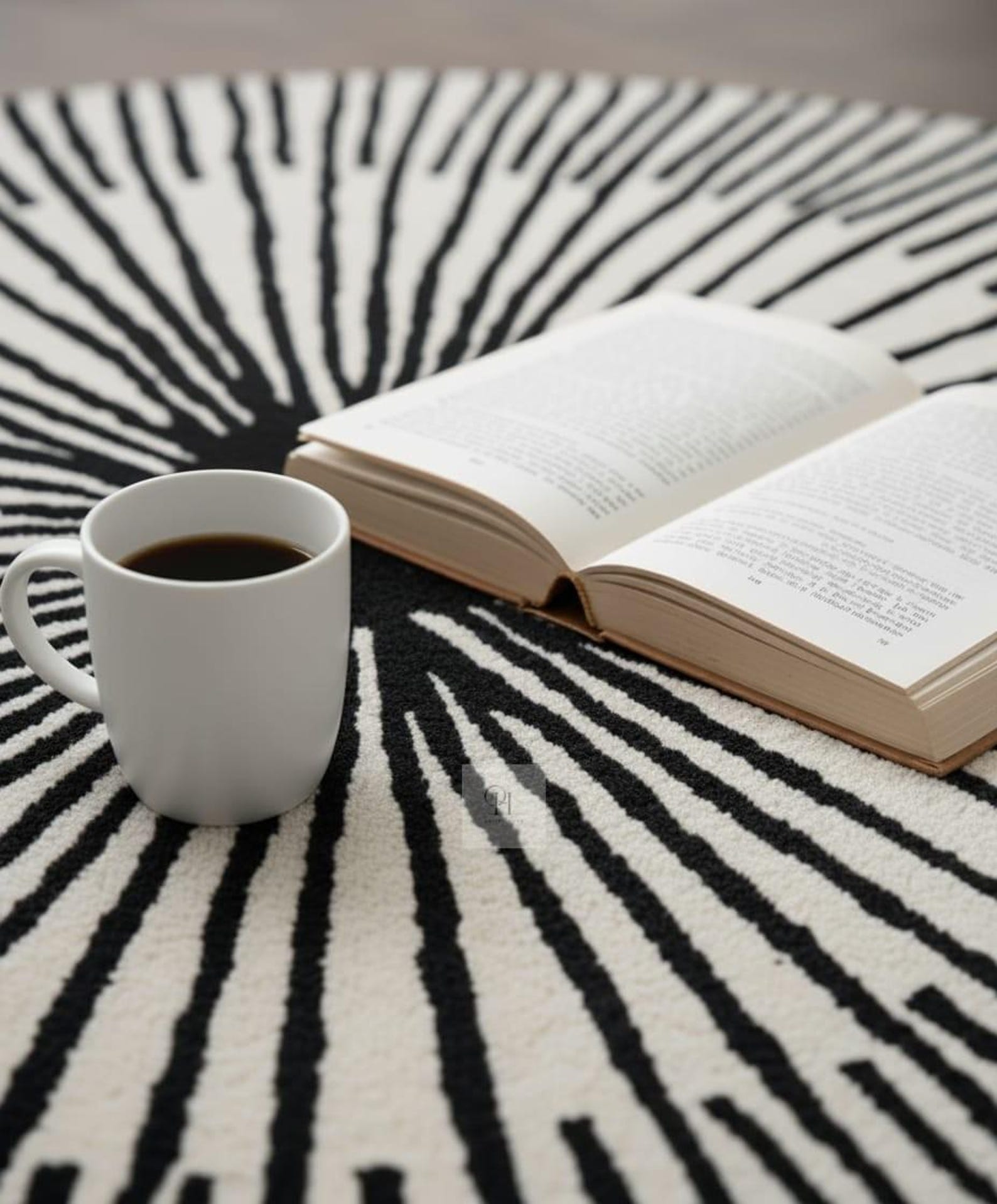Modern Round Black and White Sunburst Rug – Hand Tufted Wool Circle ...