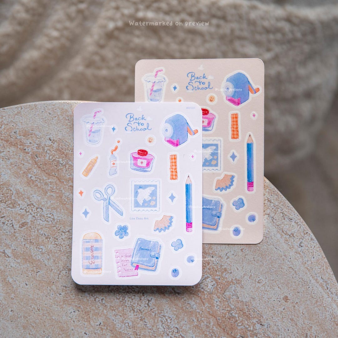 Back to School Sticker Sheet: Hand-drawn Pastel Planner Stickers - Etsy