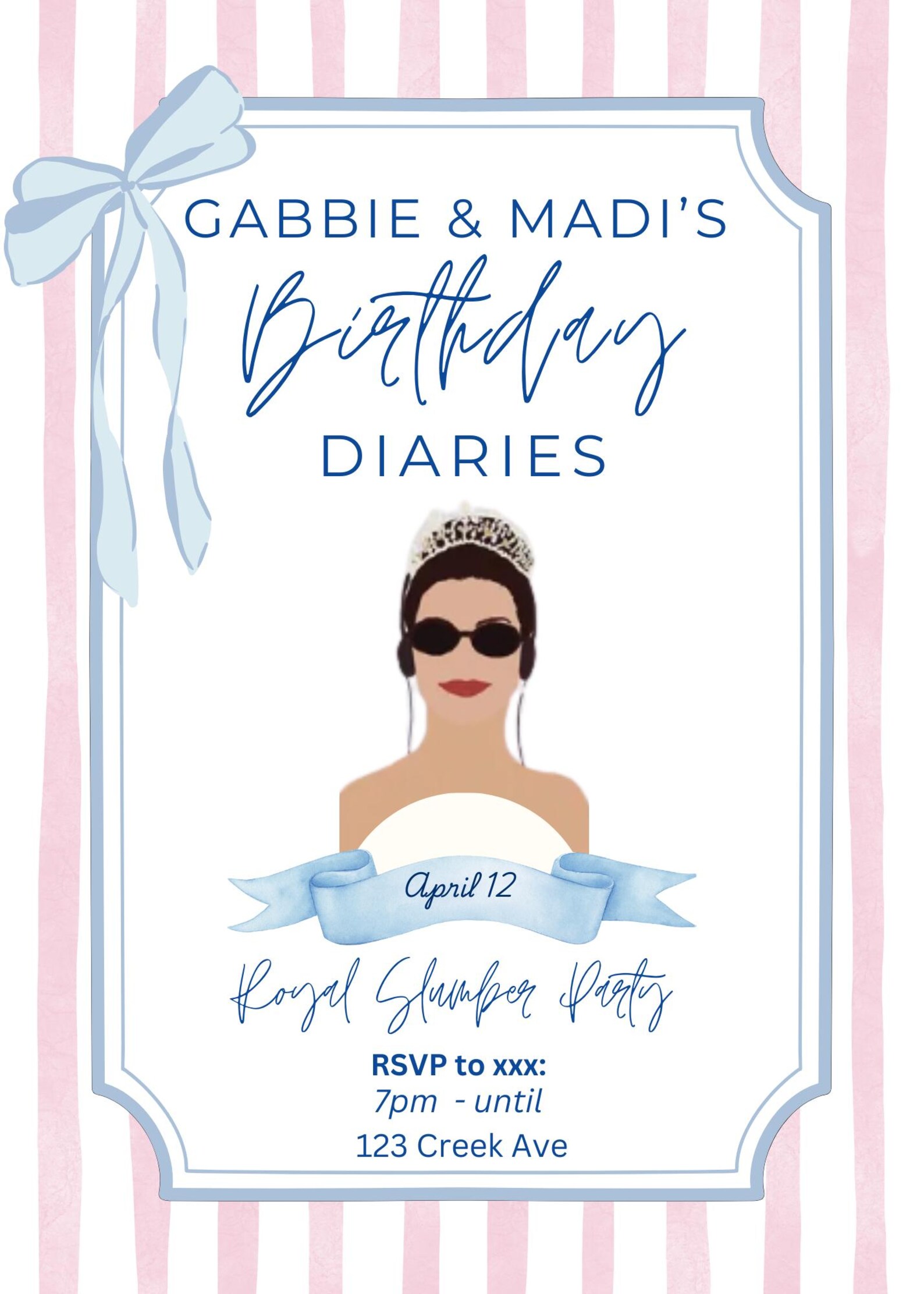 THE BIRTHDAY DIARIES Princess Diaries Birthday Invitation Template - Etsy