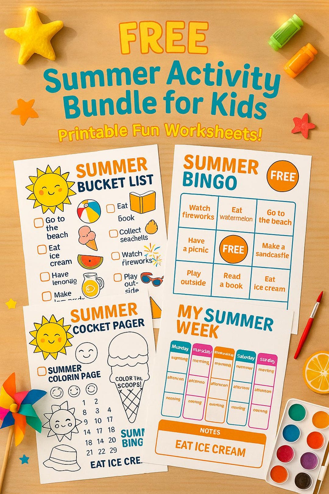 FREE Summer Activity Bundle for Kids – Printable Worksheets, Bingo ...
