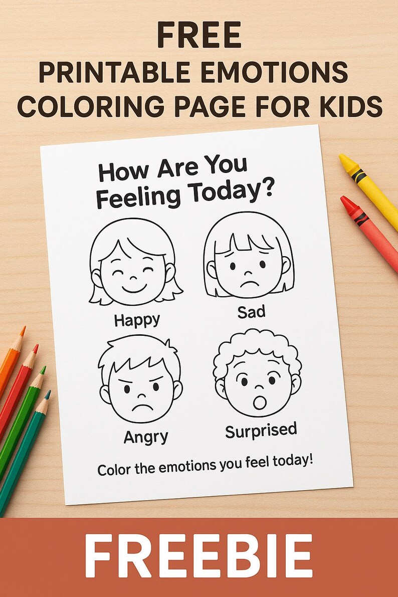 FREEBIE – Emotions Coloring Page for Kids – Printable Feelings ...