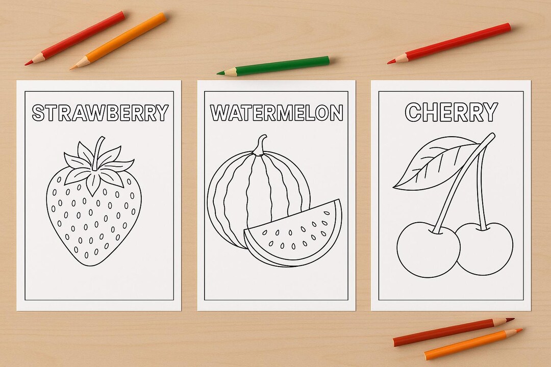 Summer Fruit Coloring Pages for Kids - Printable Cherry, Strawberry ...