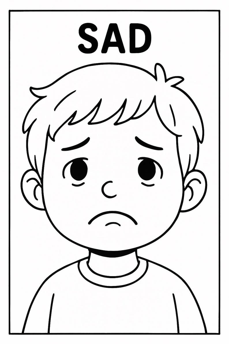 Emotions Coloring Pages for Kids – 4 Printable Emotion Faces (happy ...