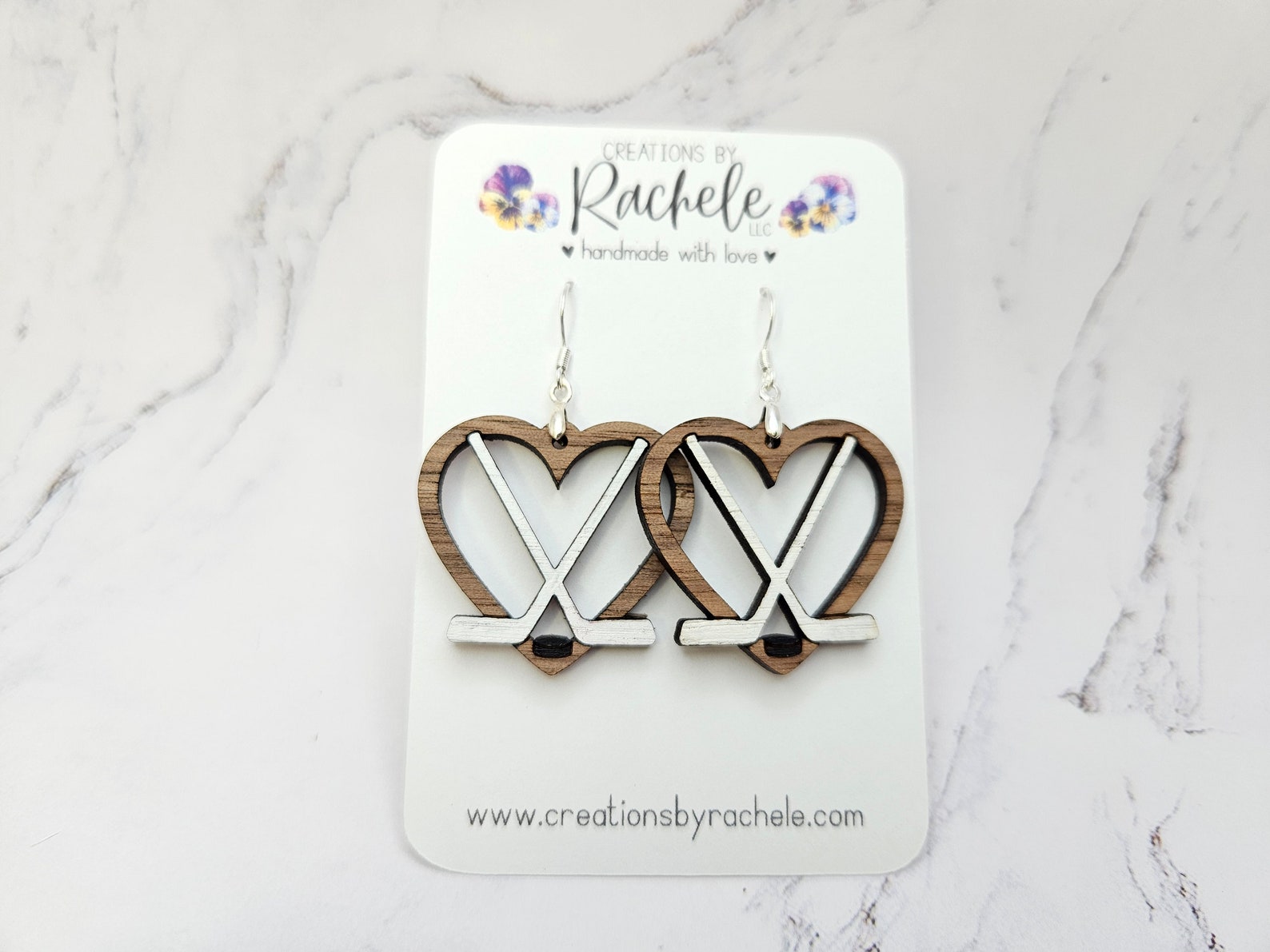 Hockey Sticks and Puck Heart Dangle Earring Svg, Digital Laser File ...