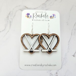 Hockey Sticks and Puck Heart Dangle Earring Svg, Digital Laser File ...