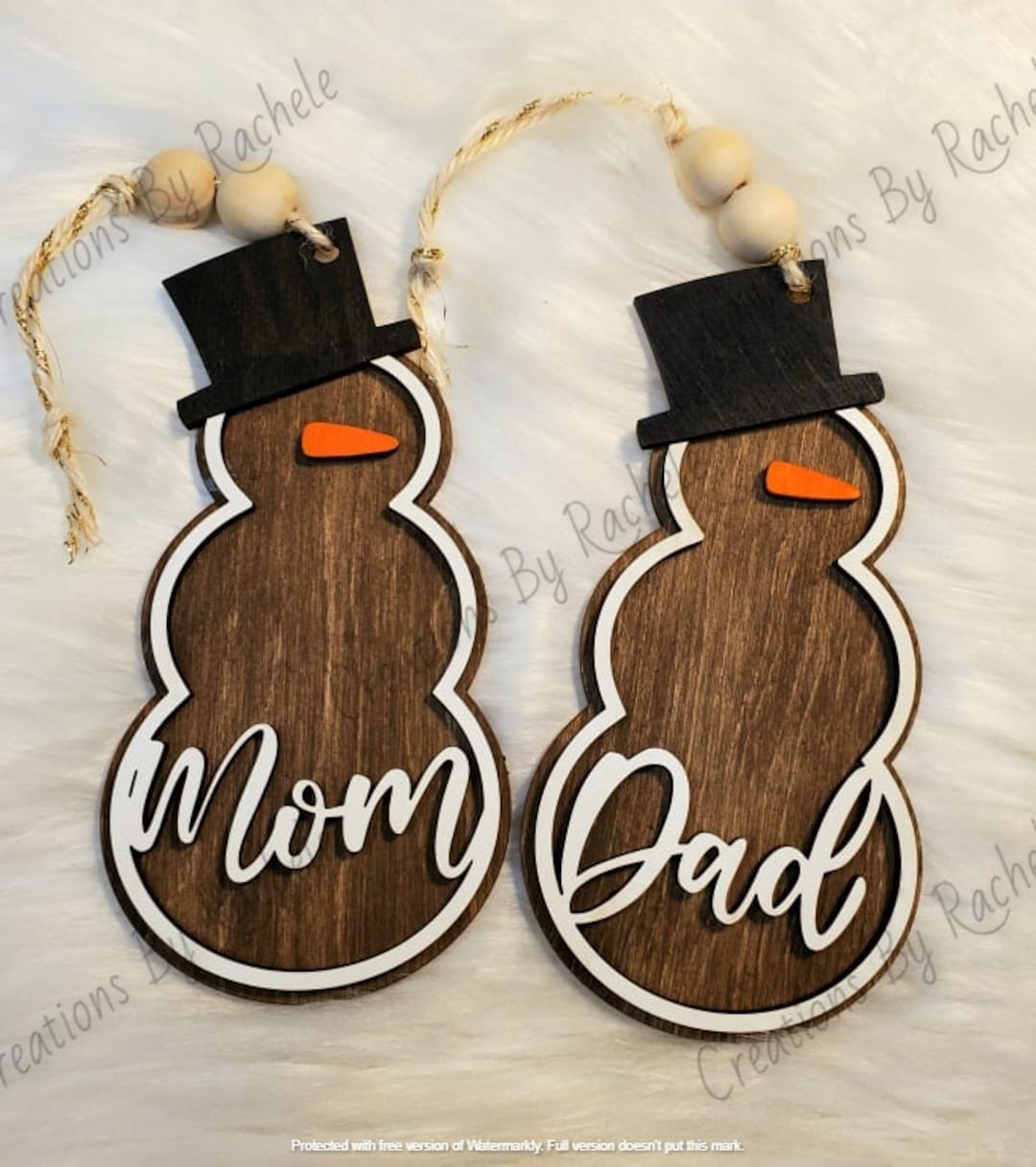 Snowman Custom Name Christmas Ornament, Stocking Tag, Digital Laser ...