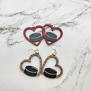 Hockey Sticks and Puck Heart Dangle Earring Svg, Digital Laser File ...