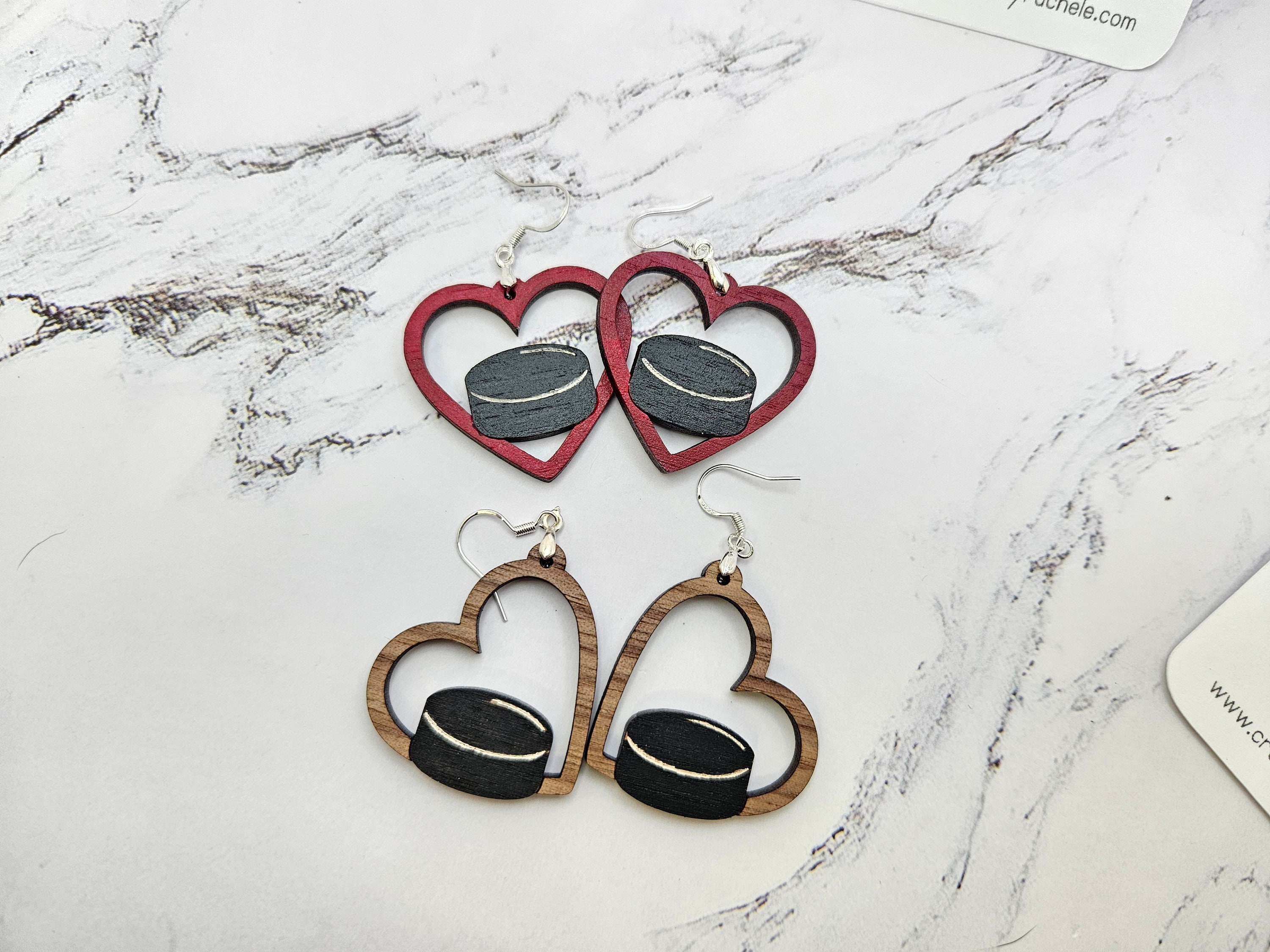 Hockey Sticks and Puck Heart Dangle Earring Svg, Digital Laser File ...