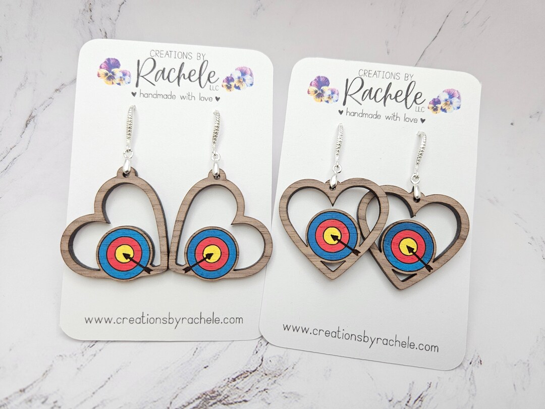 Heart Archery Dangle Earrings File, Digital Laser File, Bow and Arrow ...