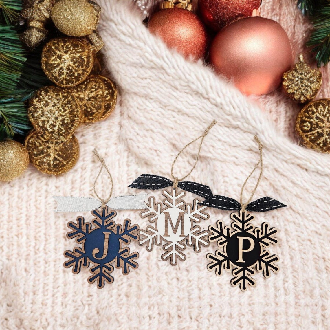 Snowflake Alphabet Layered Ornament File, Custom Christmas Ornament ...