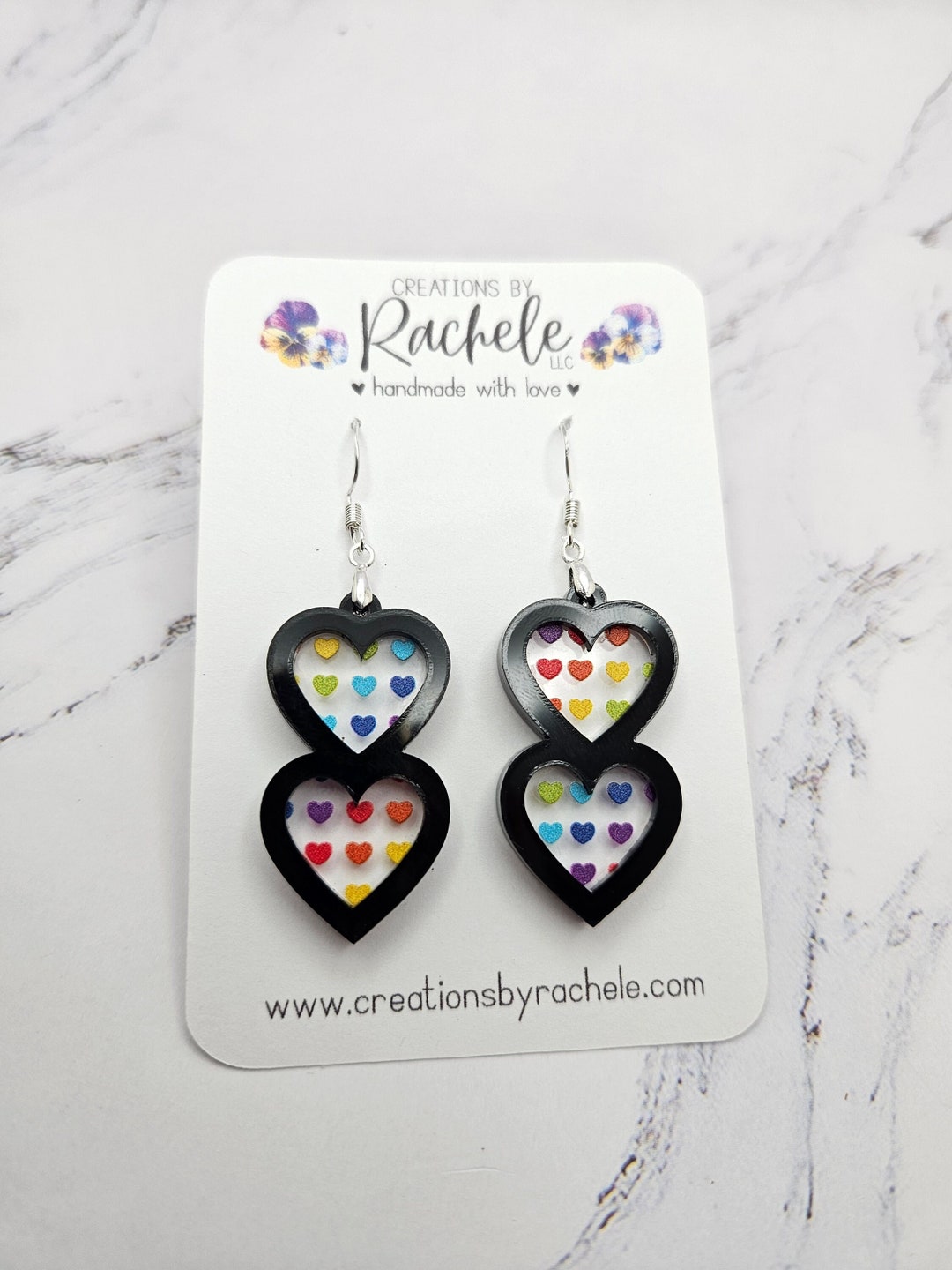 Faux Inlay Double Heart Dangle Earrings (no Kerf Knowledge Required ...