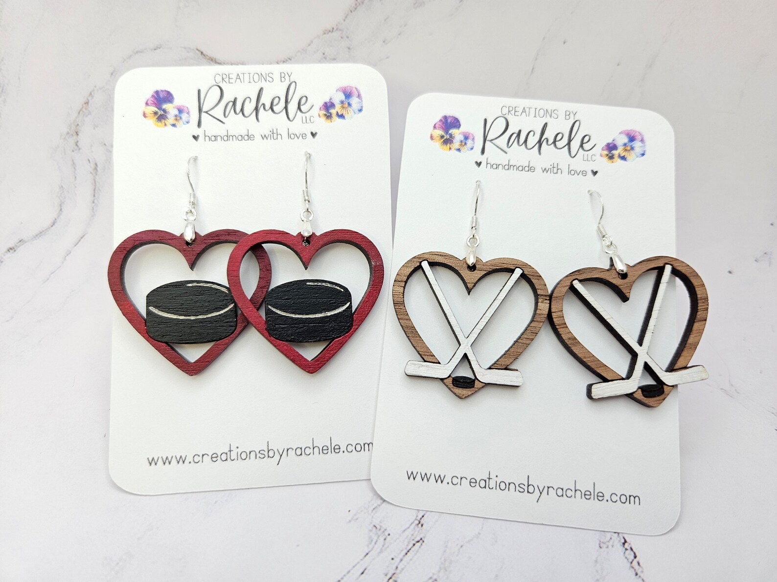 Hockey Sticks and Puck Heart Dangle Earring Svg, Digital Laser File ...