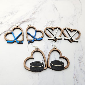 Hockey Sticks and Puck Heart Dangle Earring Svg, Digital Laser File ...