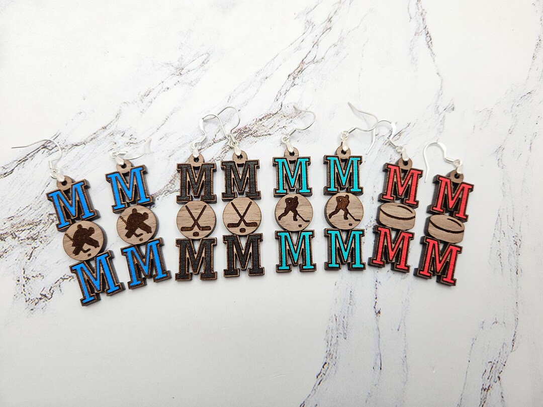 Mom Hockey Dangle Earrings File Digital Laser File, Svg, Glowforge Cut ...
