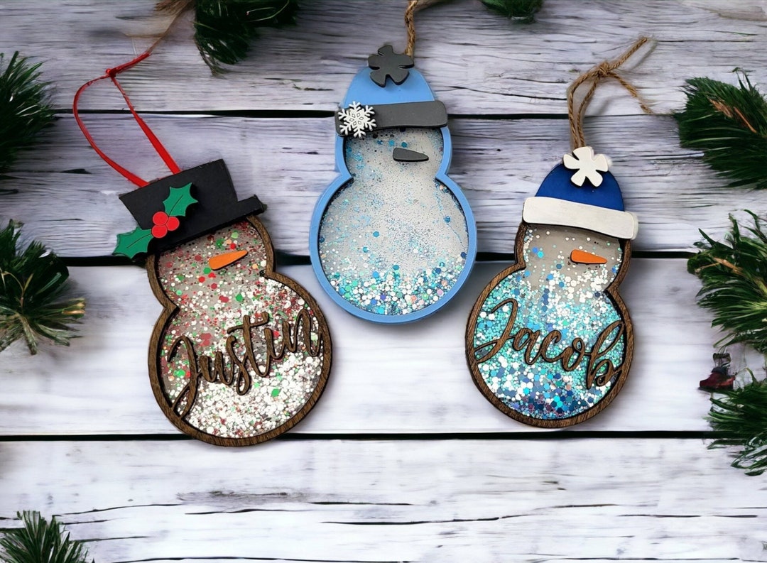 Snowman Glitter Shaker Christmas Ornament, Layered Snowglobe Ornament ...