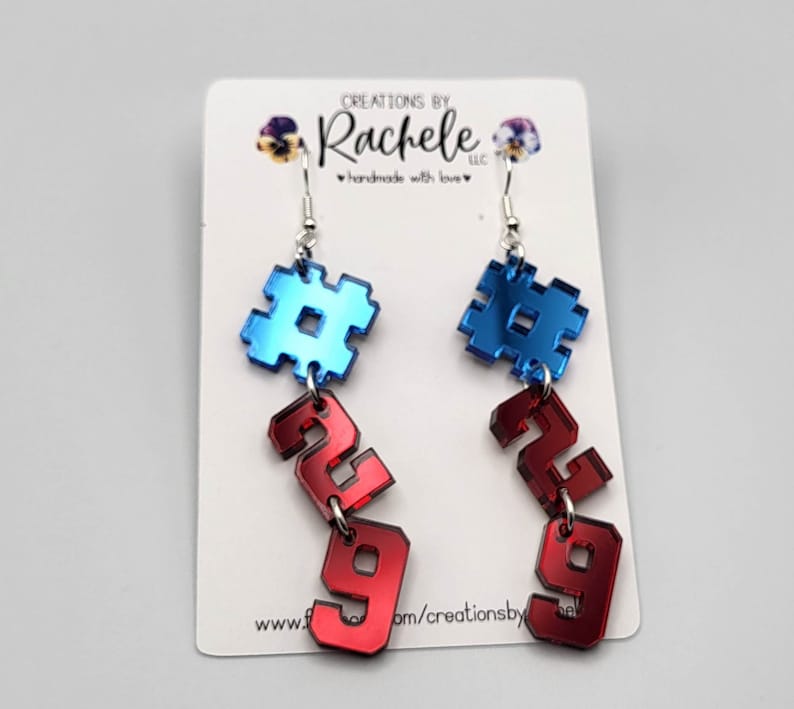 Sports School Team Numbers Dangle Earrings, Digital Laser File, Svg ...