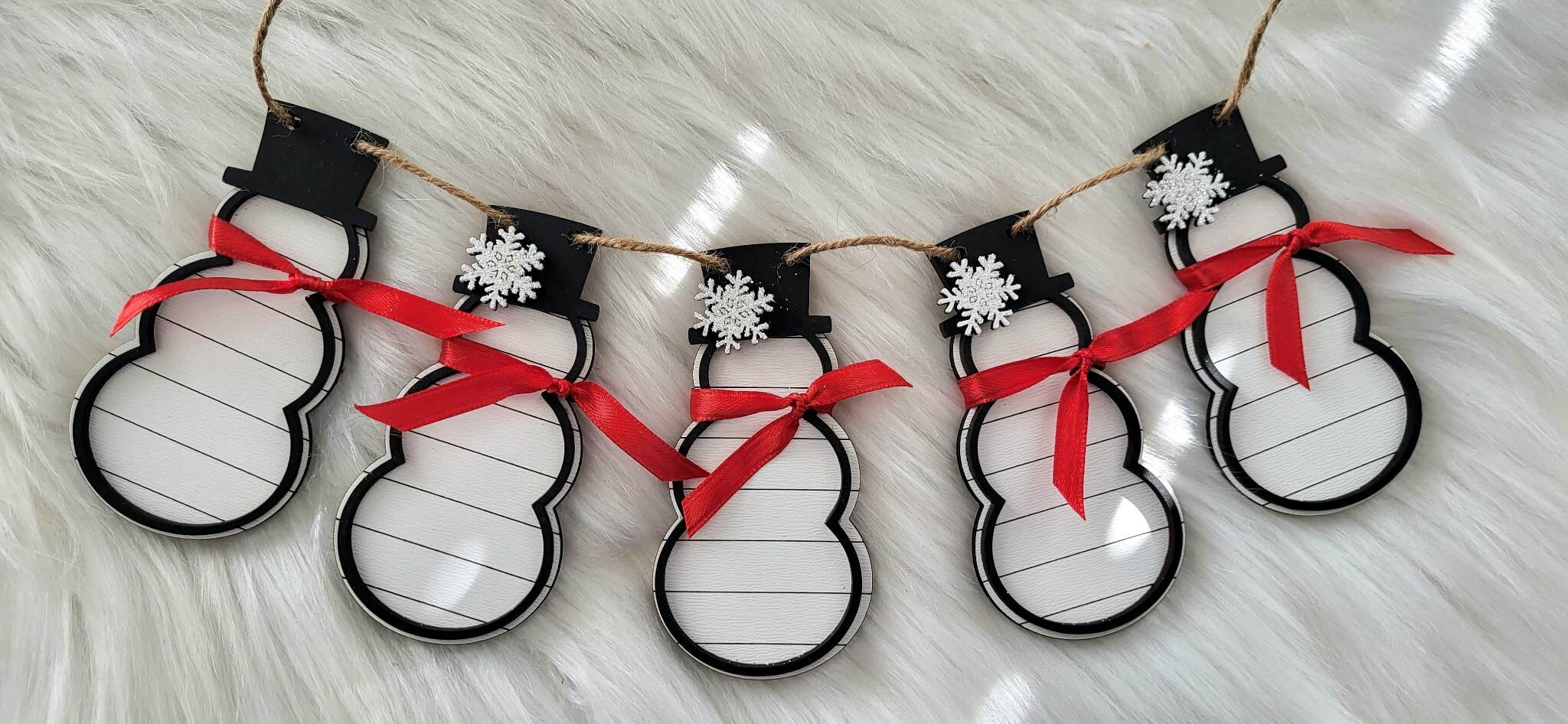 Snowman With Hat and Scarf Christmas Garland, 2023, Digital Laser File ...