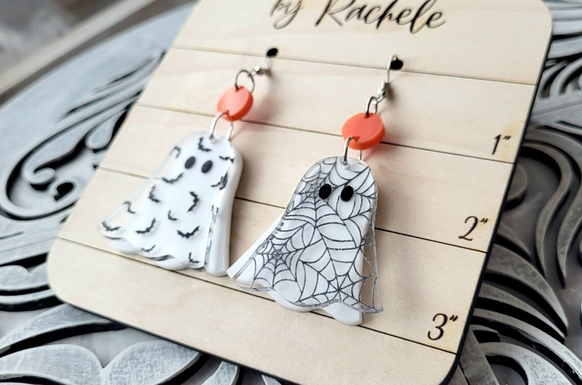 Little Clear Ghost Dangle Earrings, Digital Laser File, Svg, Glowforge ...