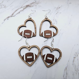 Heart With Football Dangle Earrings File, 2 Versions Digital Laser File ...