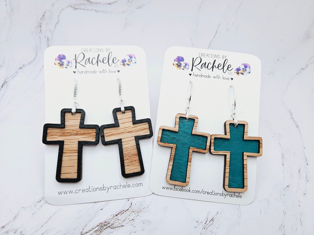 Cross Framed Earring File, Dangle Digital Laser File, Svg, Glowforge ...