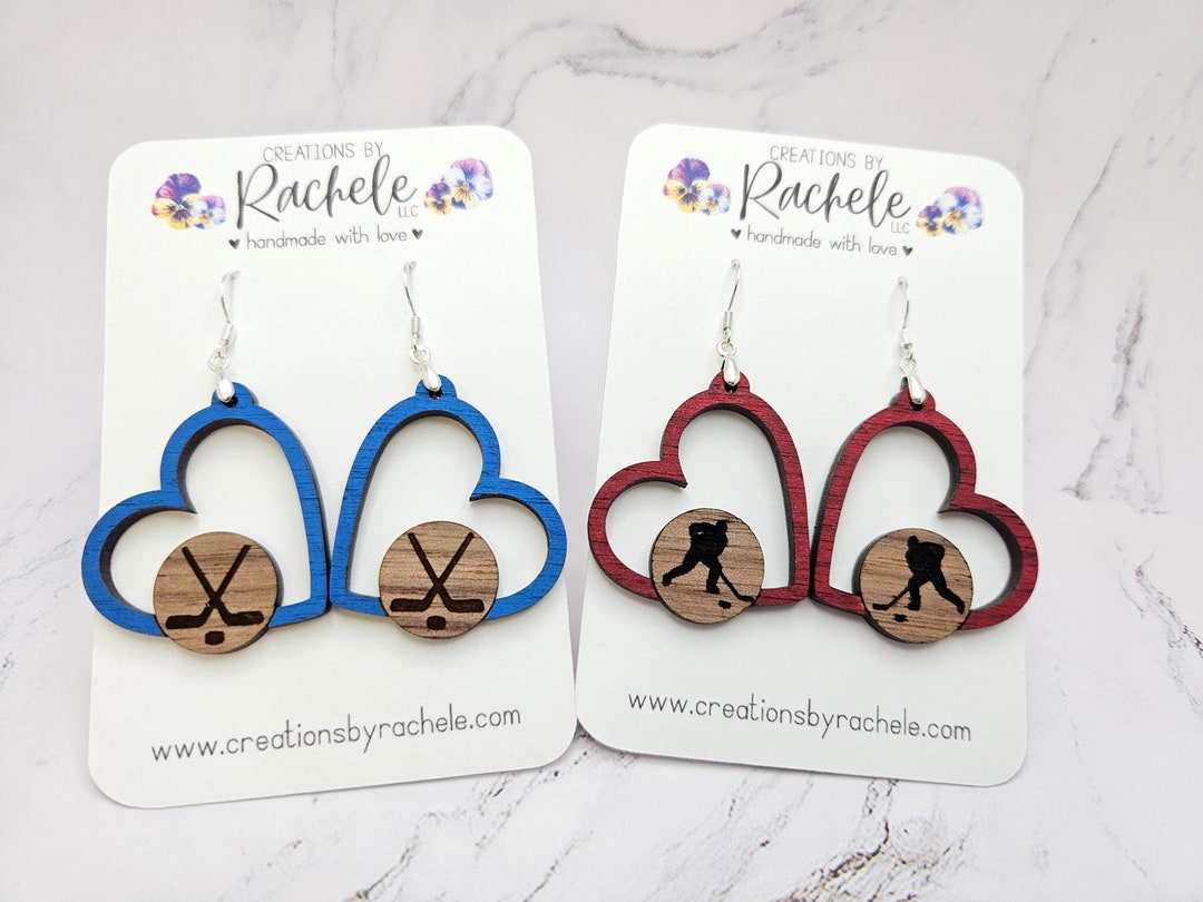 Hockey Heart Dangle Earring Svg, Digital Laser File, Hockey Player ...