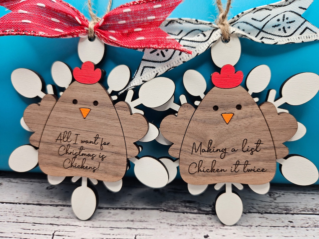 Christmas Chicken Egg Snowflake Christmas Ornament, Stocking Tag, 2024 ...