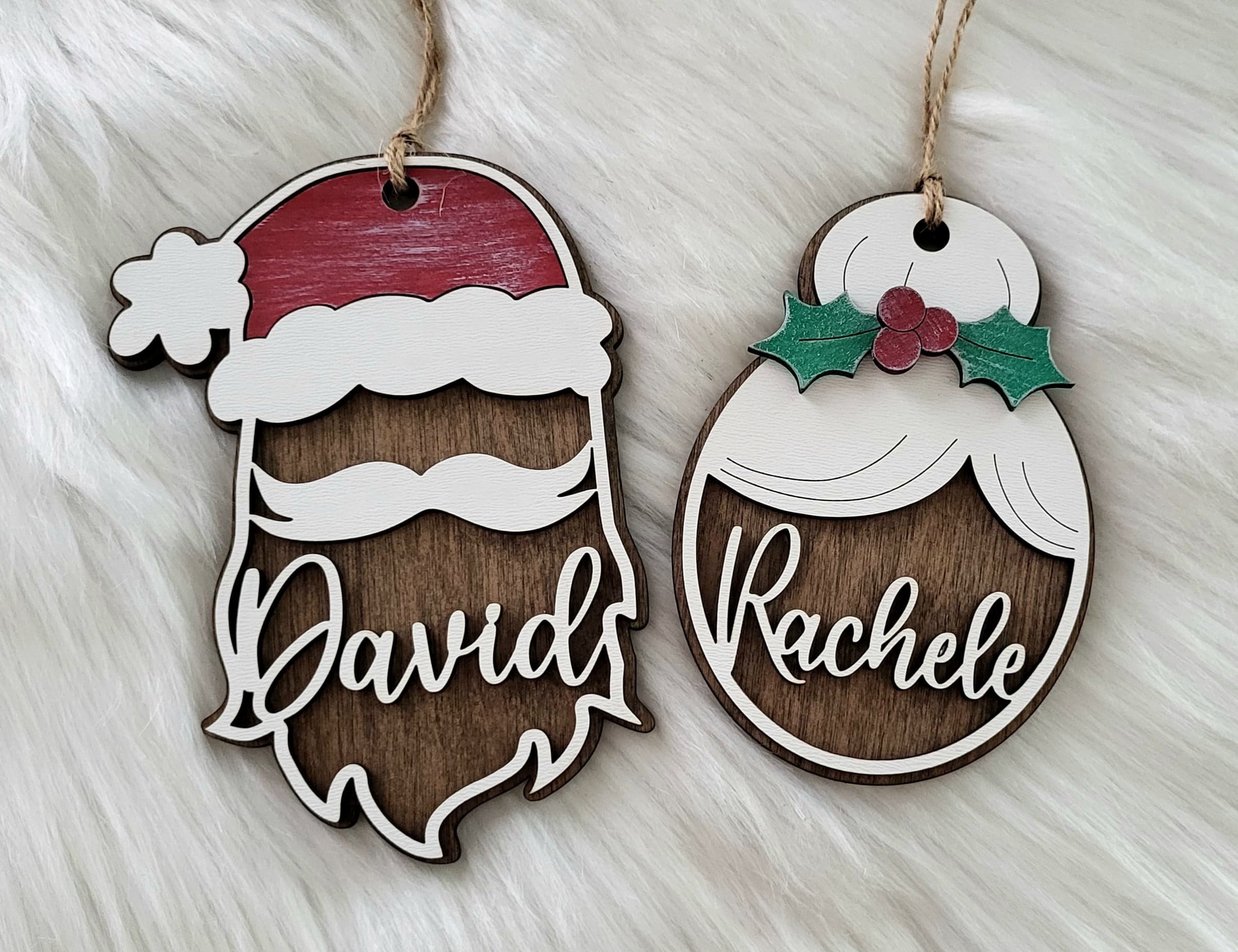 Santa and Mrs. Clause Custom Name Christmas Stocking Tag Ornament ...