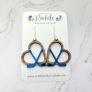 Hockey Sticks and Puck Heart Dangle Earring Svg, Digital Laser File ...