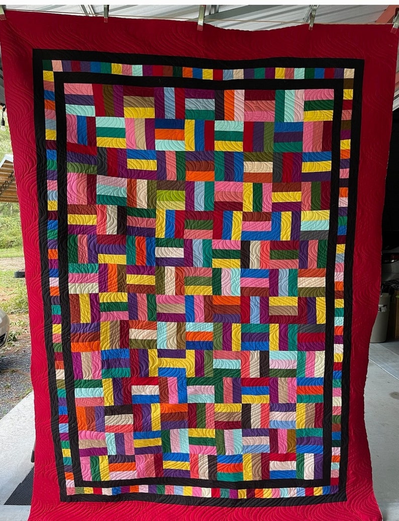 AMISH STYLE Rail Fence Quilt 72x98 Perfect Throw for That TALL Person ...