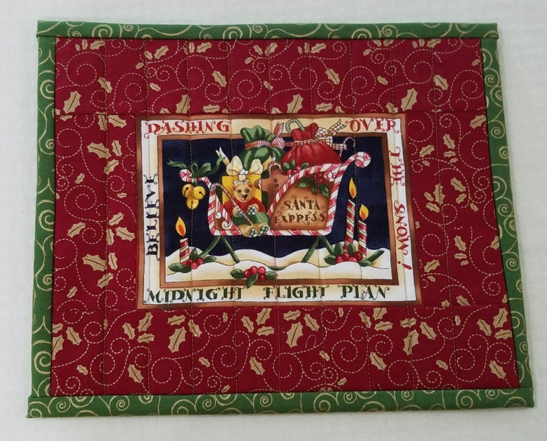 Quilted CHRISTMAS SNACK MAT Rug Mug Candle Mat Dashing Over | Etsy