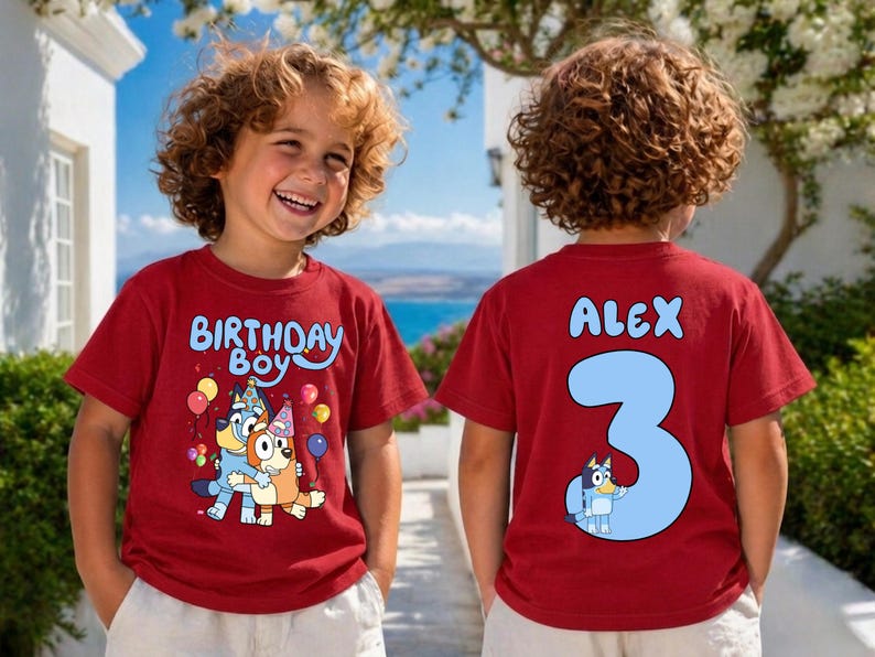 Personalized Blue Dog Birthday Shirt, Custom Toddler Tee, Birthday Gift ...