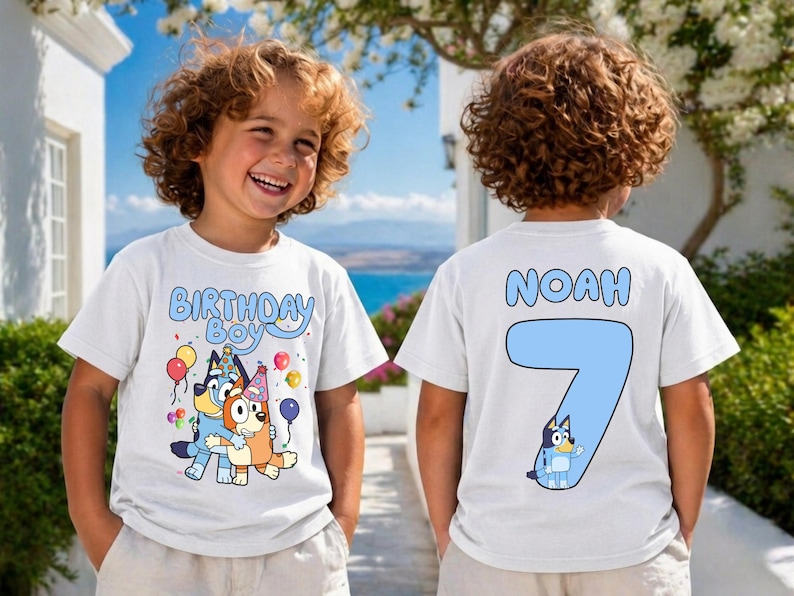 Personalized Blue Dog Birthday Shirt, Custom Toddler Tee, Birthday Gift ...