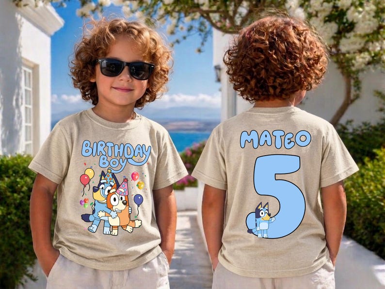 Personalized Blue Dog Birthday Shirt, Custom Toddler Tee, Birthday Gift ...