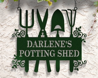 Garden Tool Personalized Metal Garden Shed Sign | Etsy