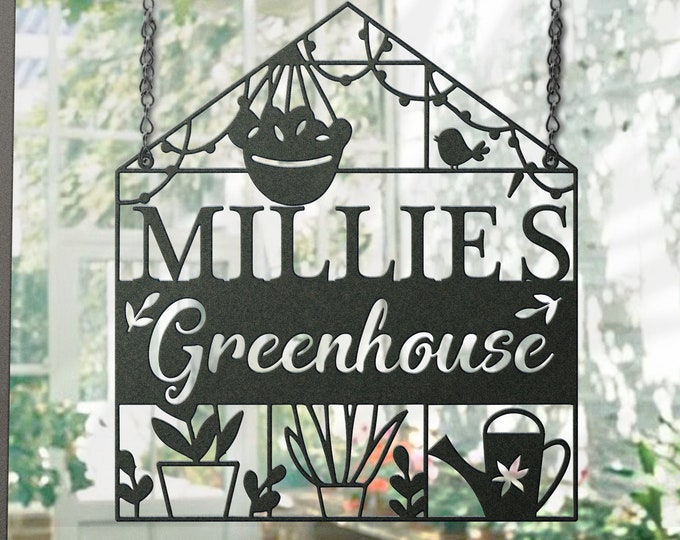 Personalised Greenhouse Sign Metal Garden Wall Door Decor Accessory ...
