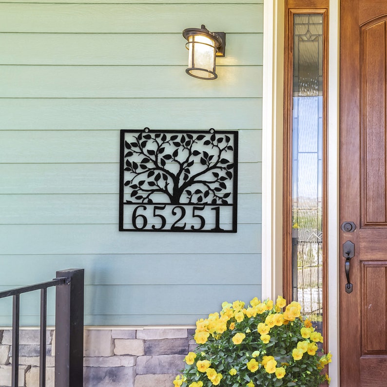 Tree of Life Family Address Sign Metal Powder Coated House - Etsy