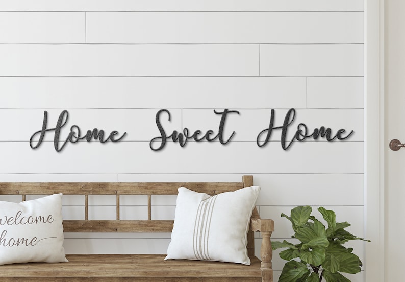 Home Sweet Home Metal Script Word Art | Etsy