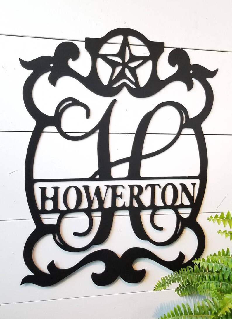 Texas Star Monogram Metal Monogram Framed Family Initial | Etsy