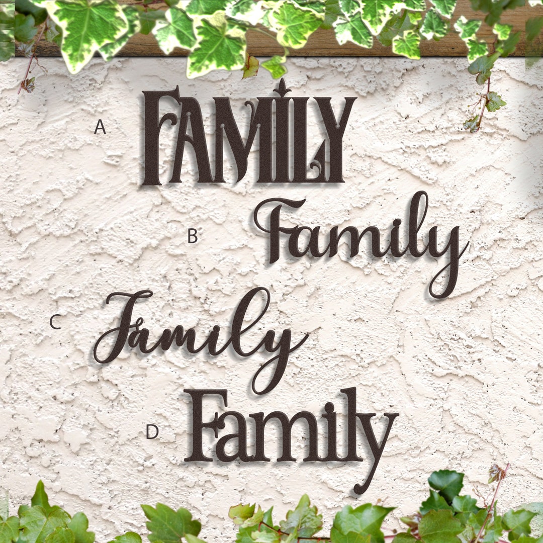 Family Word Sign, Family Metal Script Sign - Etsy