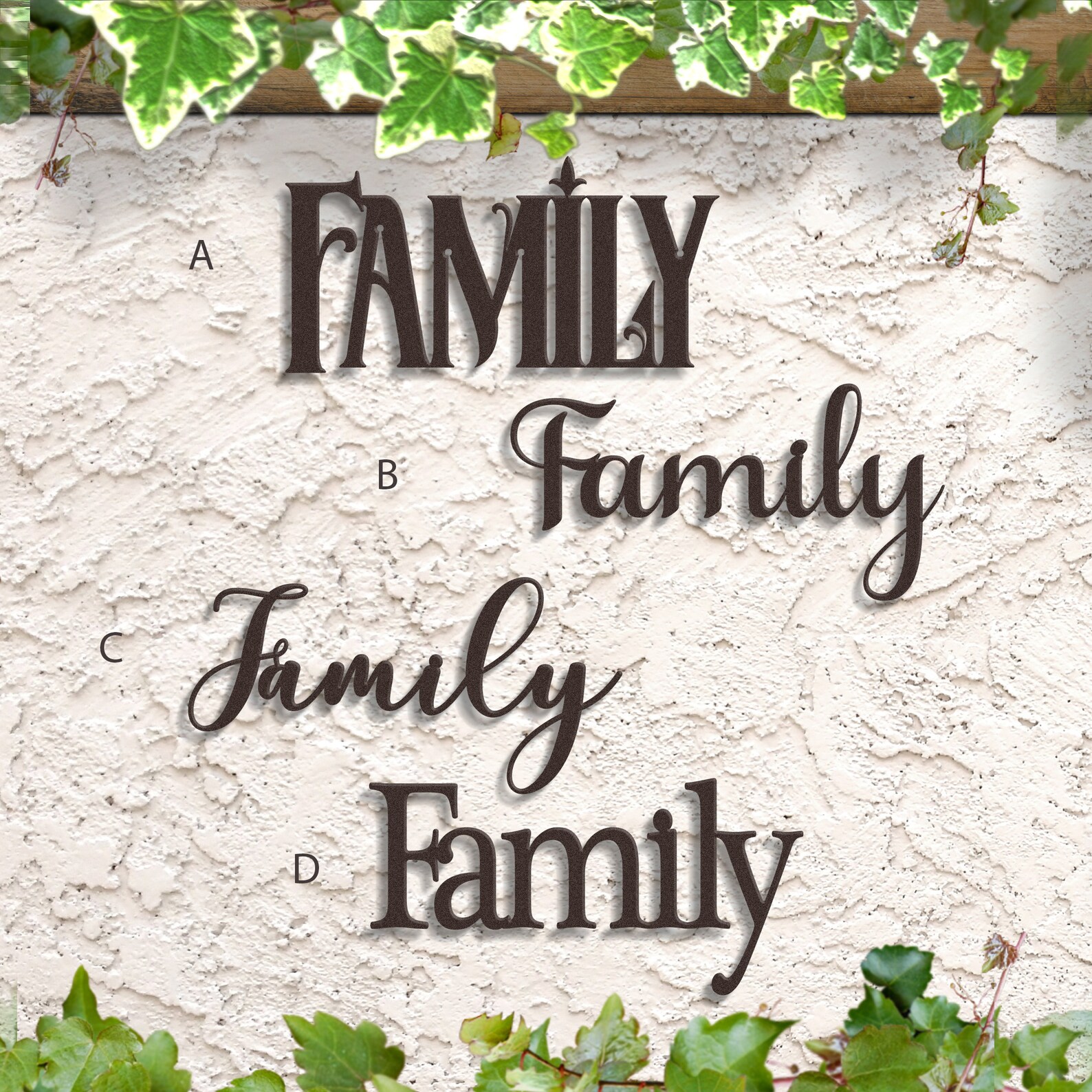 Family Word Sign Family Metal Script Sign - Etsy