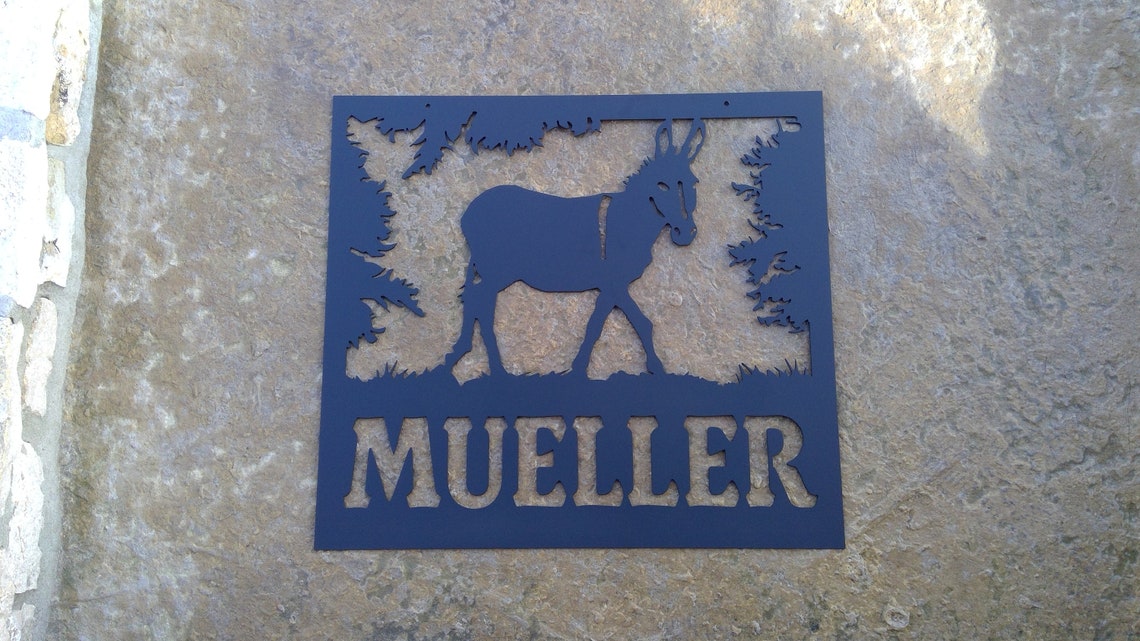 Your Name Custom Metal Farm Donkey Sign | Etsy