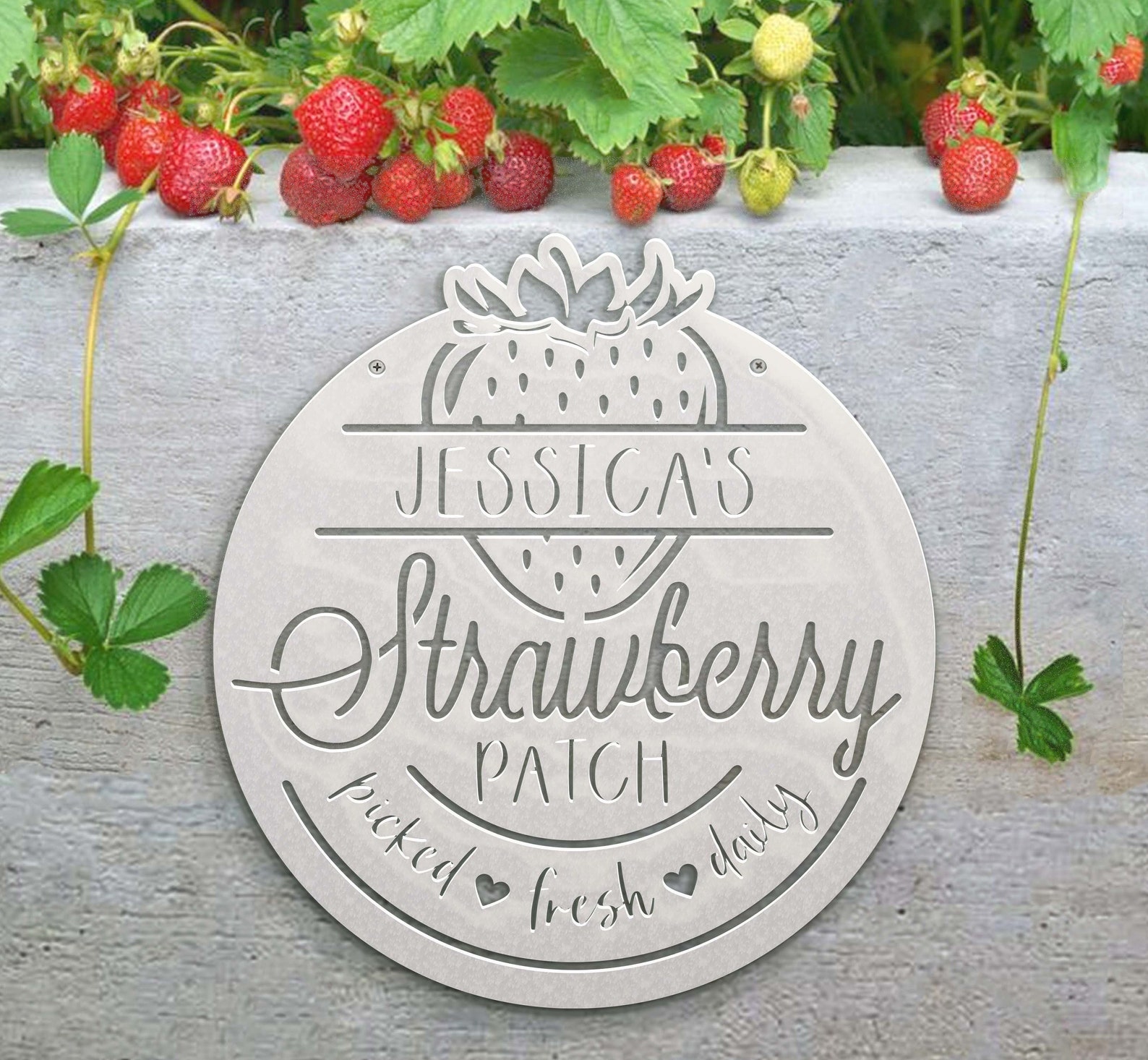 Custom Strawberry Garden Sign, Personalized Metal Strawberry Patch ...