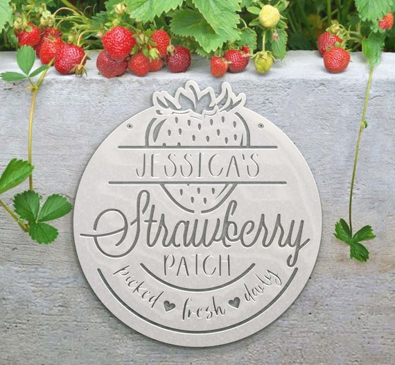 Custom Strawberry Garden Sign Personalized Metal Strawberry | Etsy