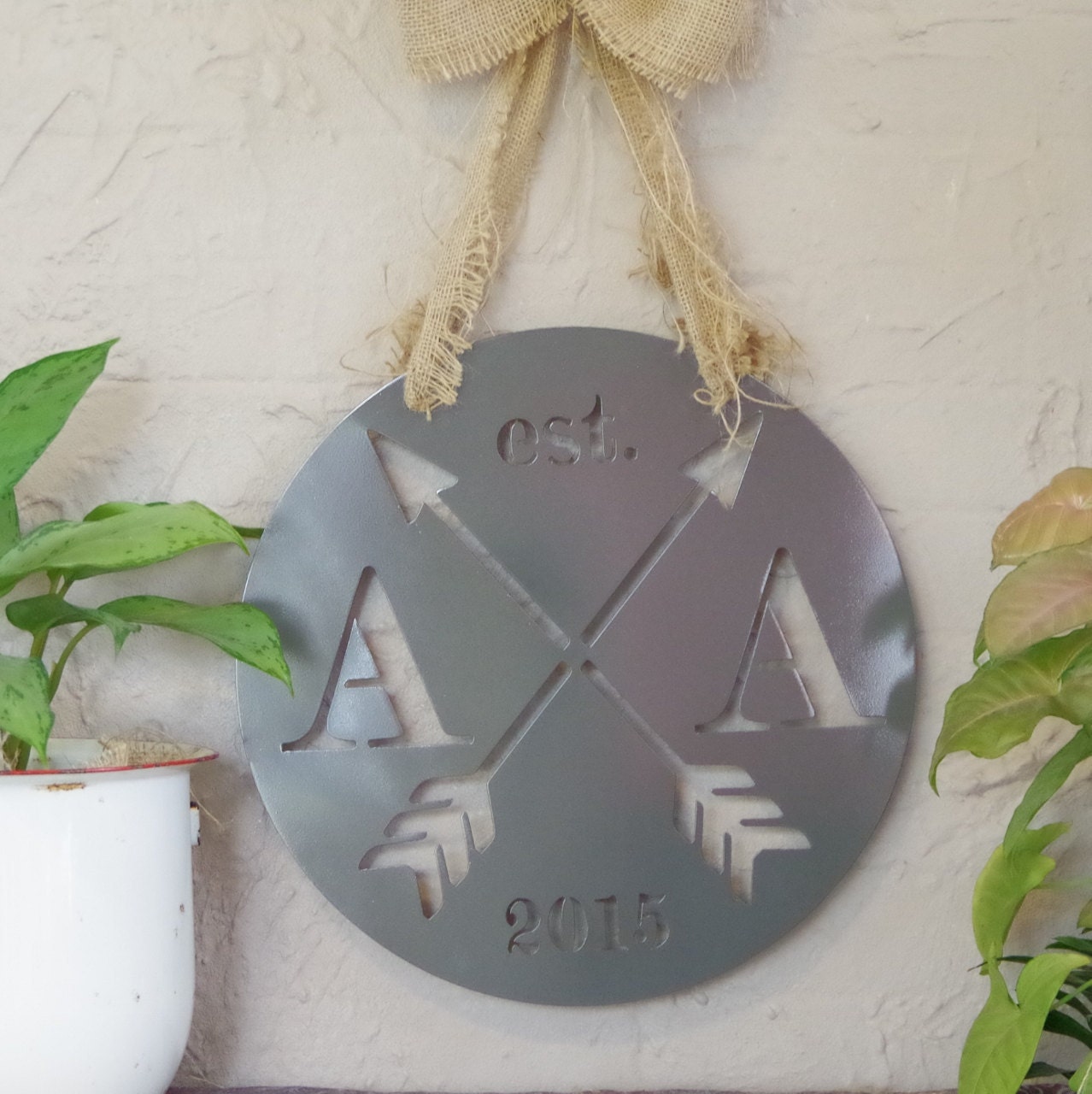 Metal Initial Anniversary Wedding Sign and Valentines Gift | Etsy