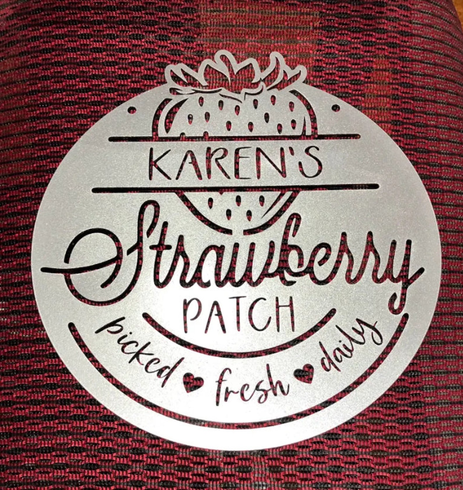 Custom Strawberry Garden Sign, Personalized Metal Strawberry Patch ...