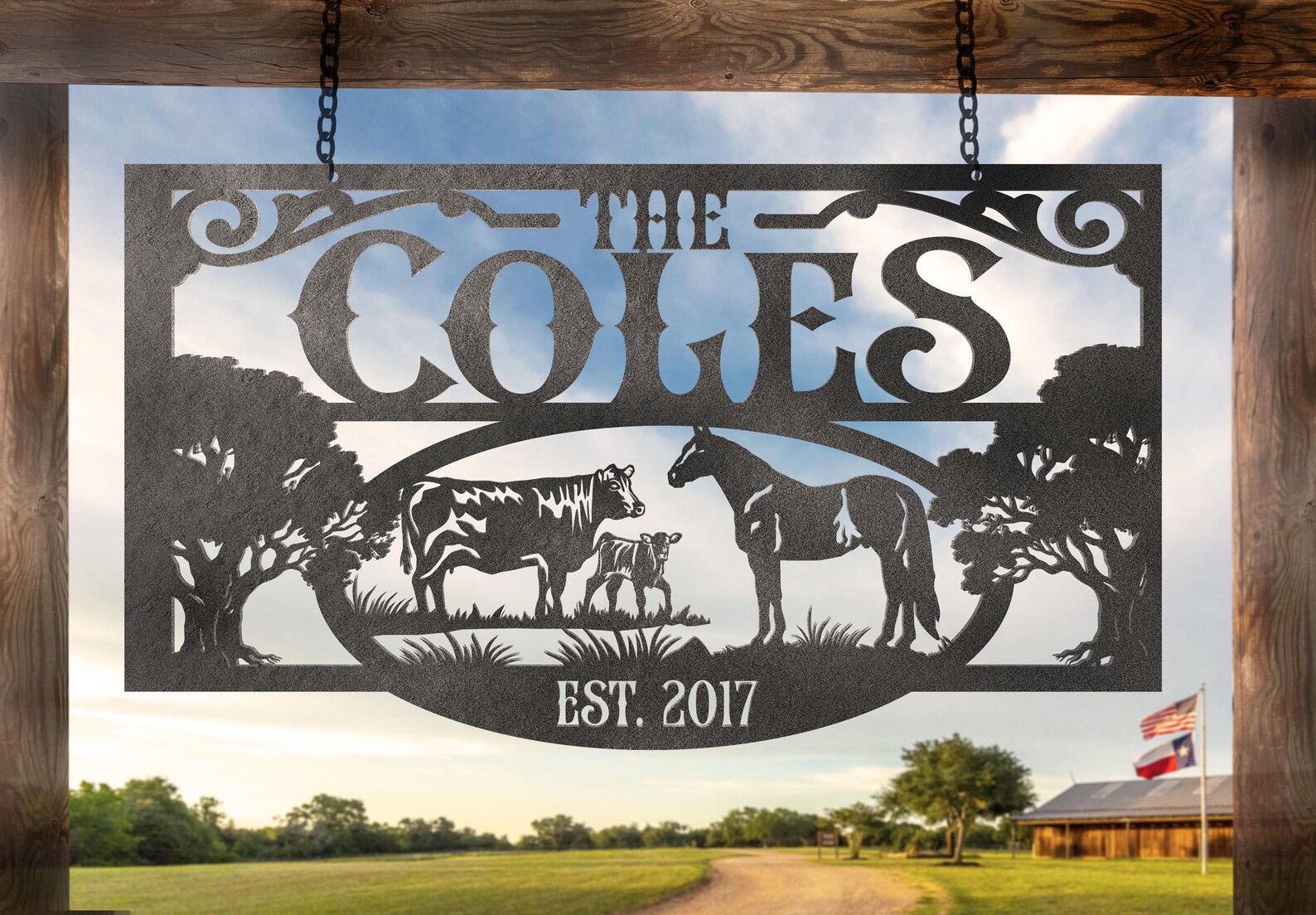 Ranch Entrance Sign, Custom Steel Horse and Cattle Sign - Etsy