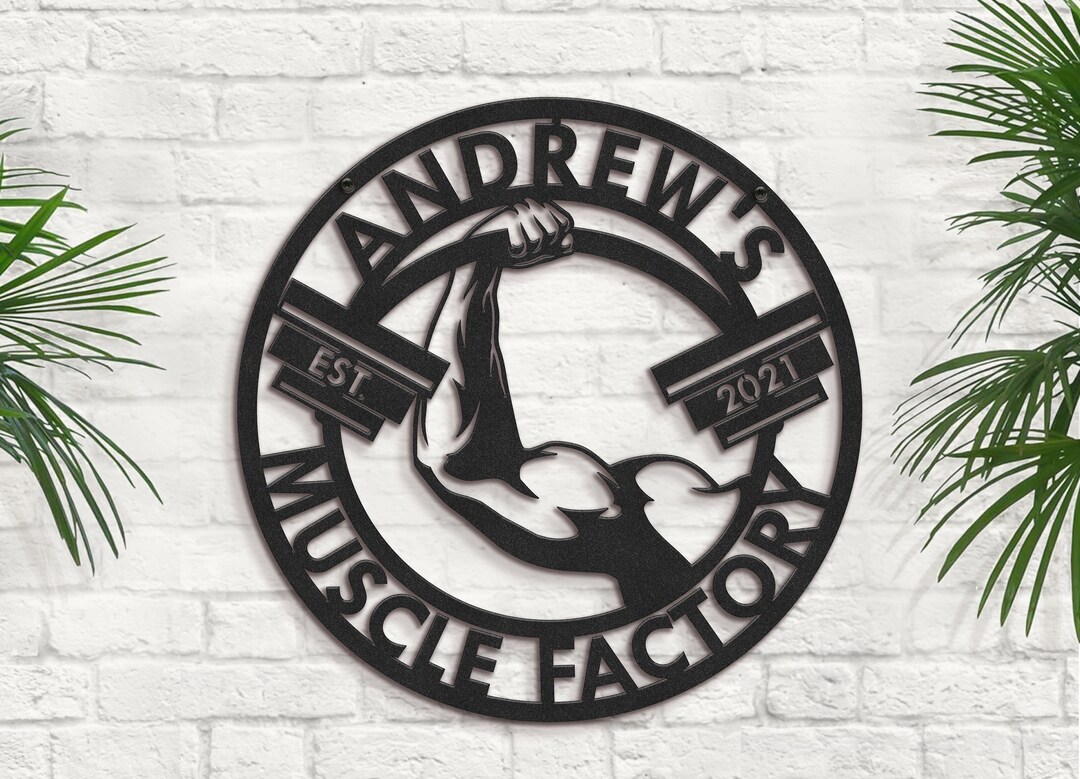 Personalized Muscle Factory Sign, Custom Metal Gym Decoration - Etsy