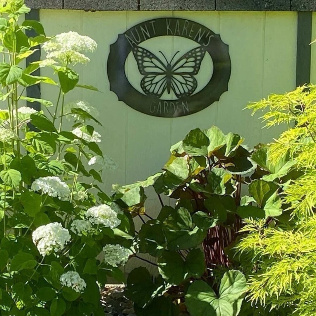 Custom Metal Hanging Butterfly Sign, Personalized Outdoor Garden Art - Etsy