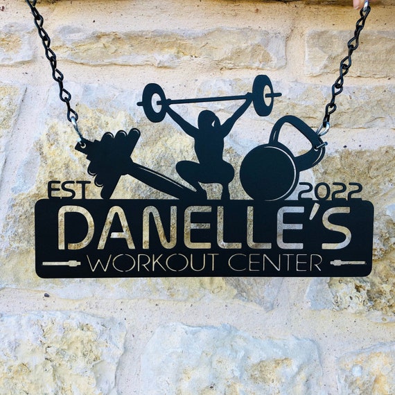 Custom Workout Center Metal Sign Personalized Weight Room | Etsy